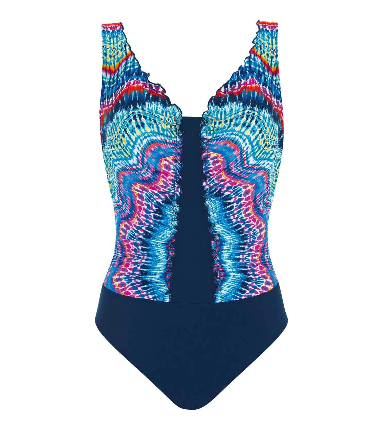 Maillot de bain une pièce froncé Bleu Multicolore Sunmarin