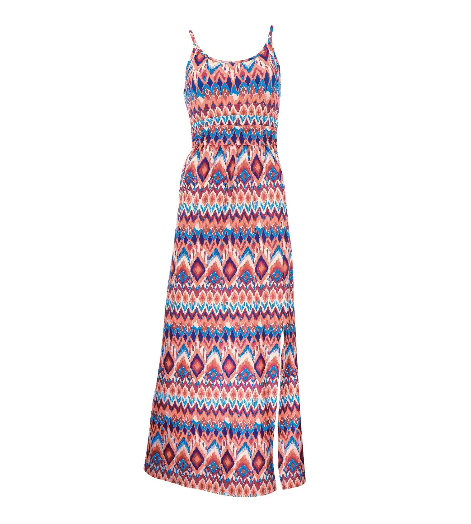 Robe longue multicolore fendue sur le côté Olympia