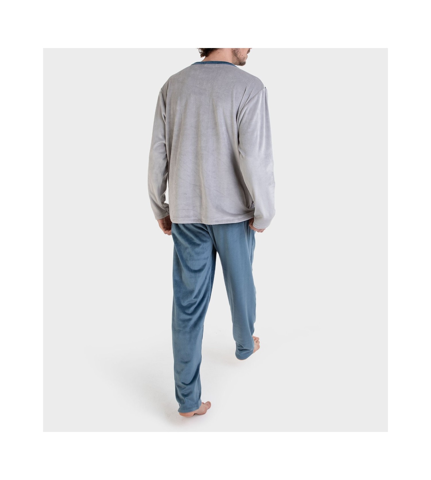 Pyjama long en velours pour homme Gris Massana | Lingerie Sipp