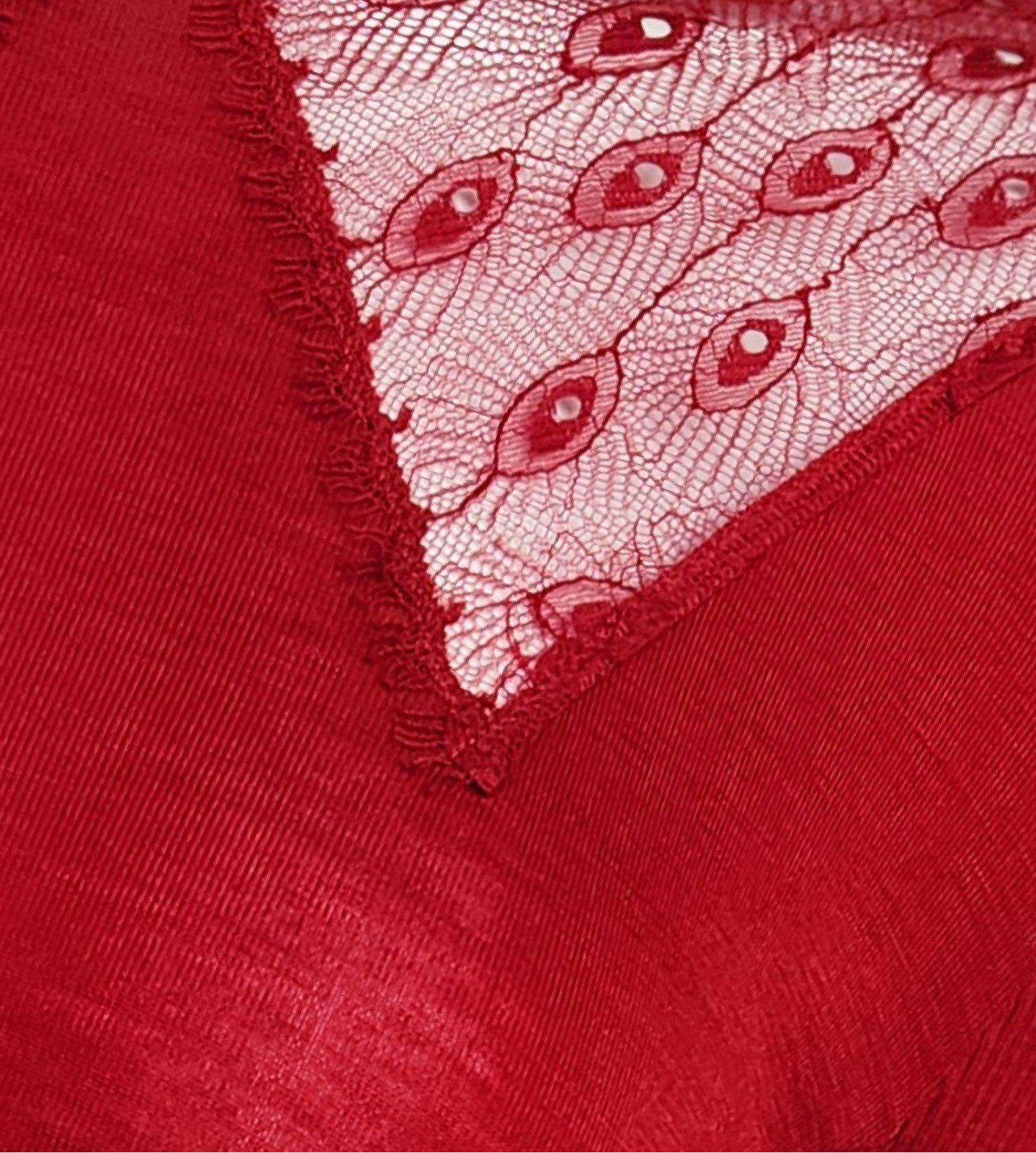 Top manches longues en tulle brodé Laine & Soie Rouge Oscalito